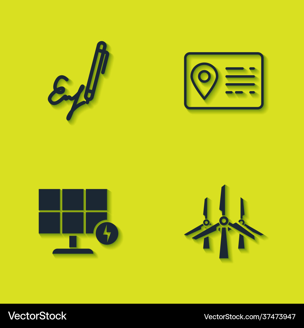 Set signature wind turbines solar energy panel Vector Image