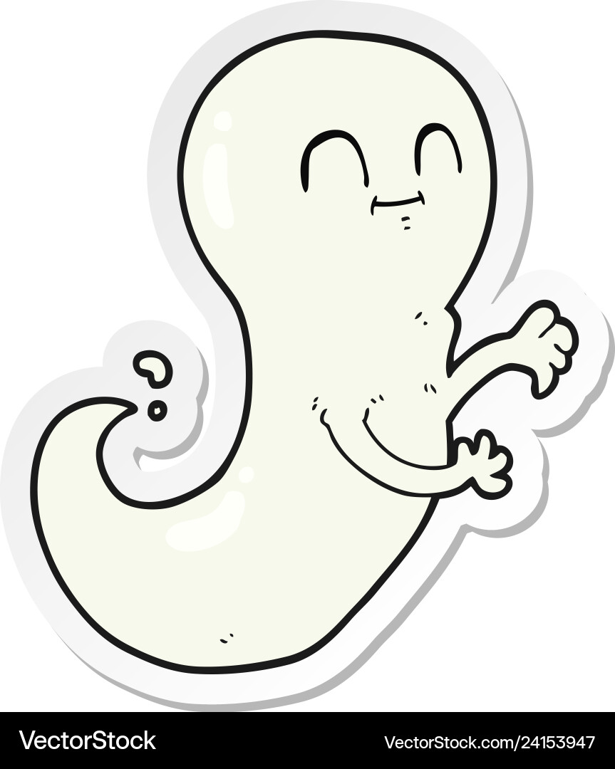 Sticker of a cartoon ghost Royalty Free Vector Image