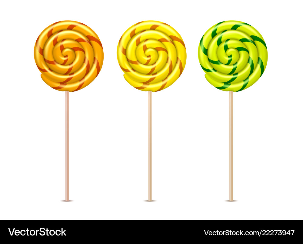 Swirl lollipops spiral sucker candy set Royalty Free Vector