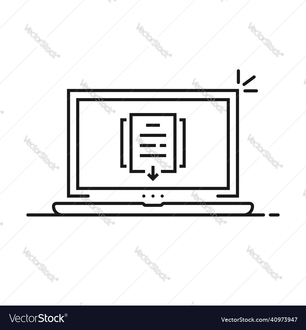 Thin line notebook like document upload Royalty Free Vector