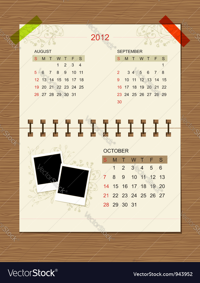 Calendar2012 october Royalty Free Vector Image