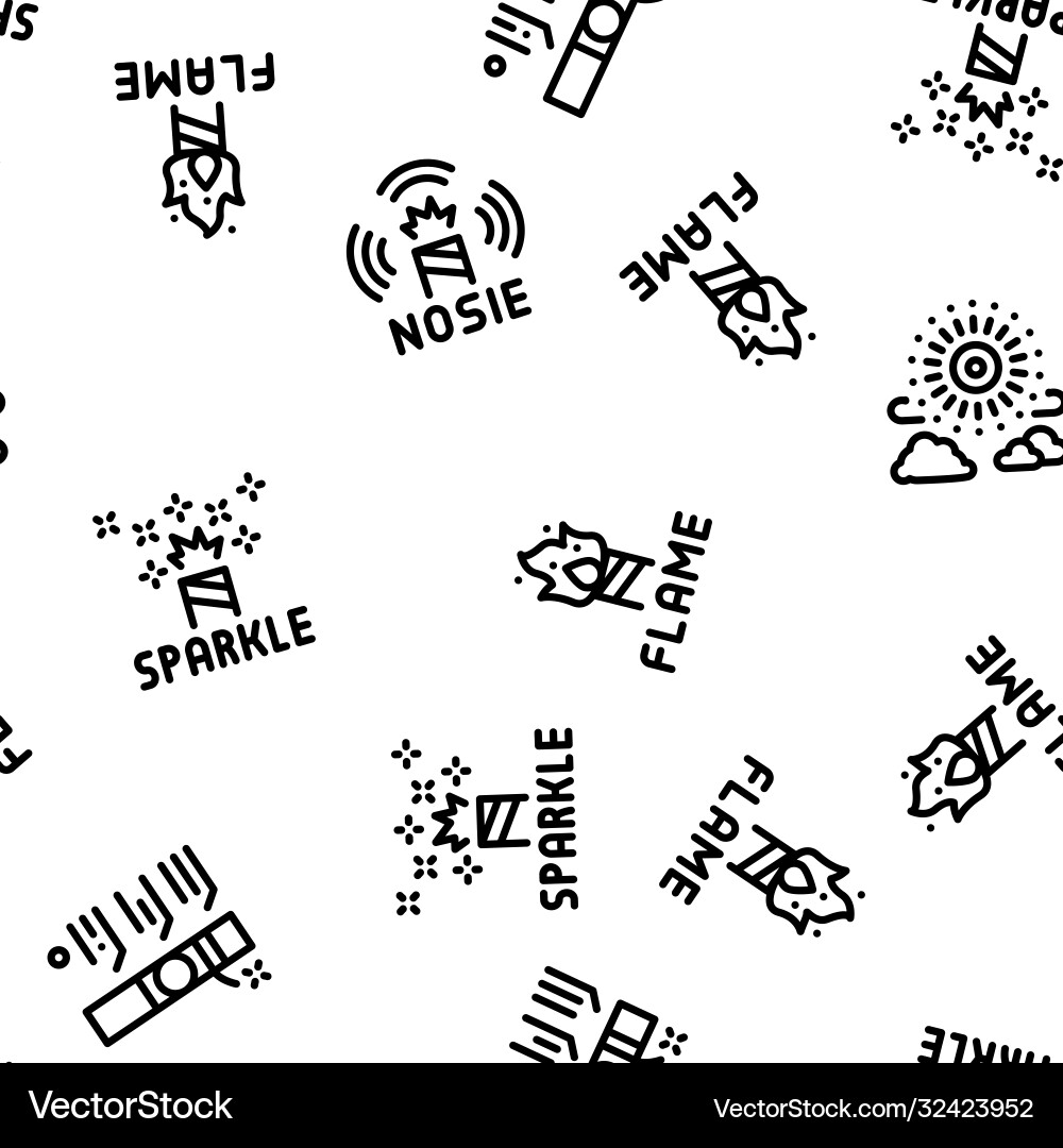 Firework pyrotechnic seamless pattern Royalty Free Vector