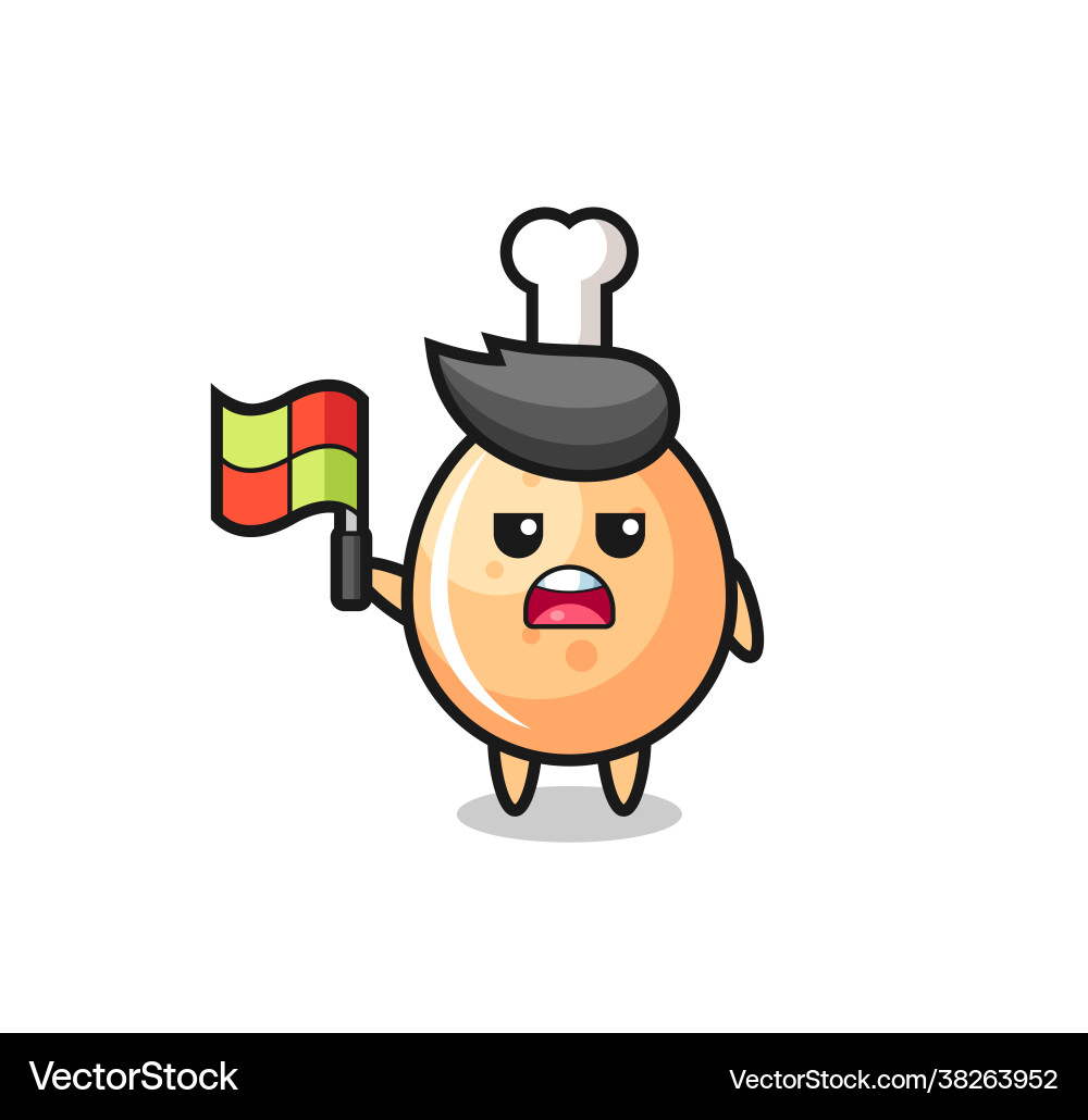 Fried chicken character as line judge putting Vector Image