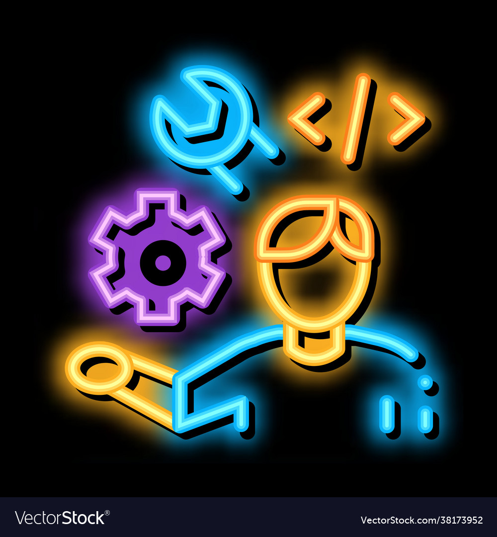 Front end developer neon glow icon Royalty Free Vector Image