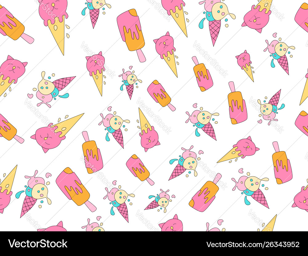 Ice cream cartoon pattern sweet icecream Vector Image
