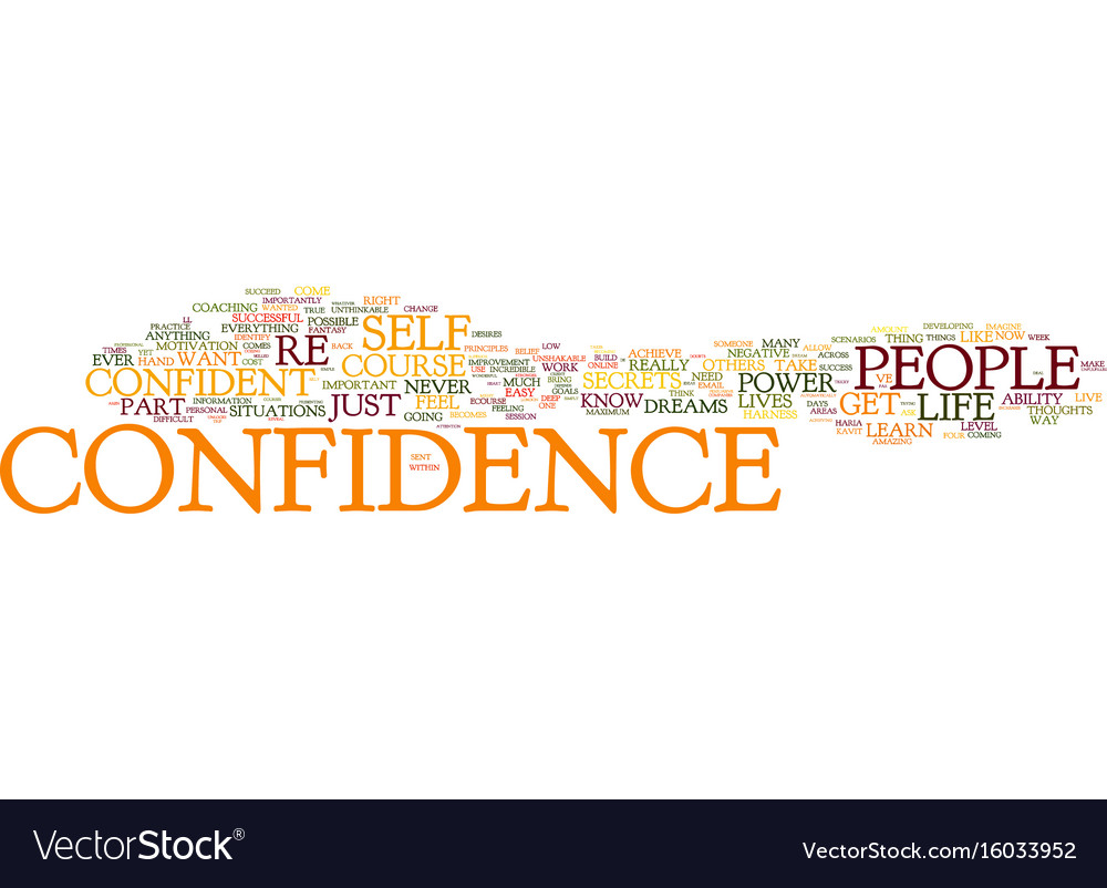 Maximum confidence text background word cloud Vector Image