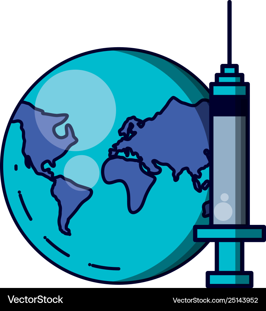 Medical injection with planet earth Royalty Free Vector