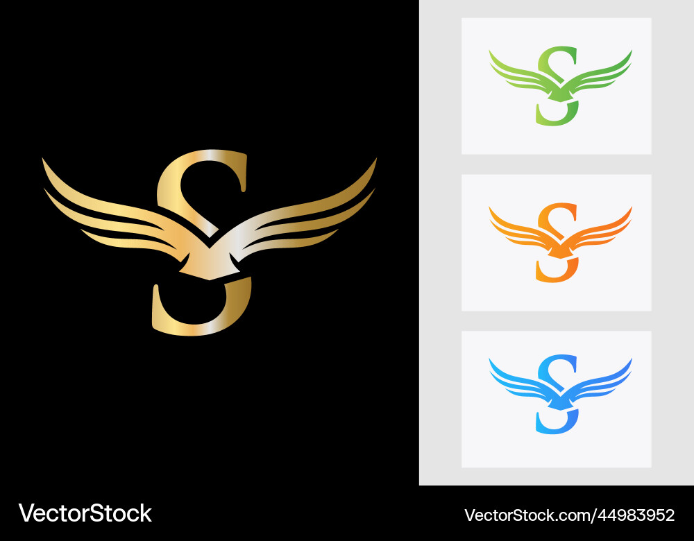 S letter wing logo design initial flying Vector Image