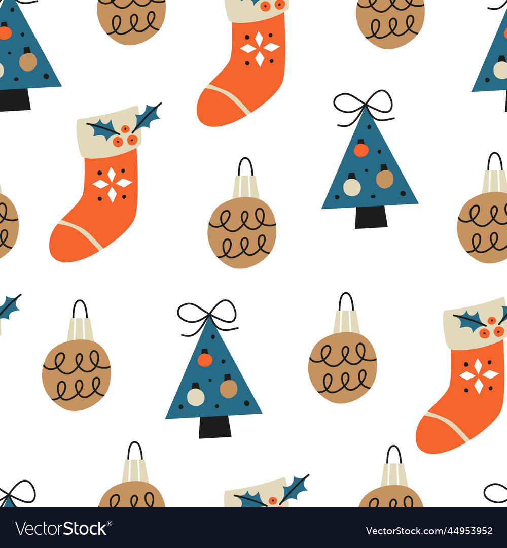 Seamless pattern with christmas icons Royalty Free Vector