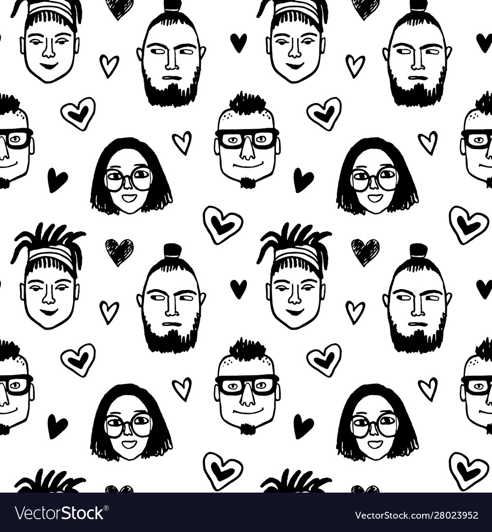 Seamless pattern with funny characters Royalty Free Vector