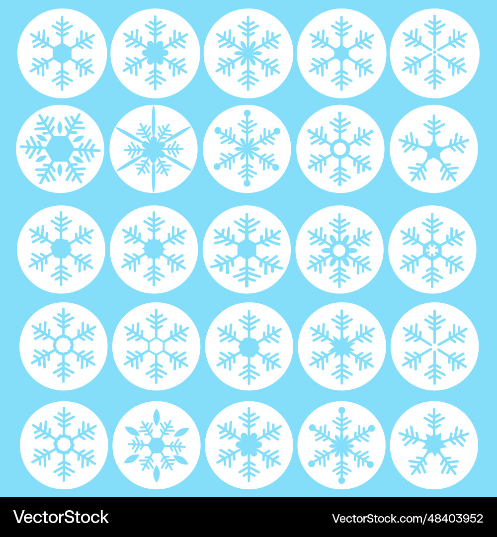 Set of snowflakes in a circle Royalty Free Vector Image