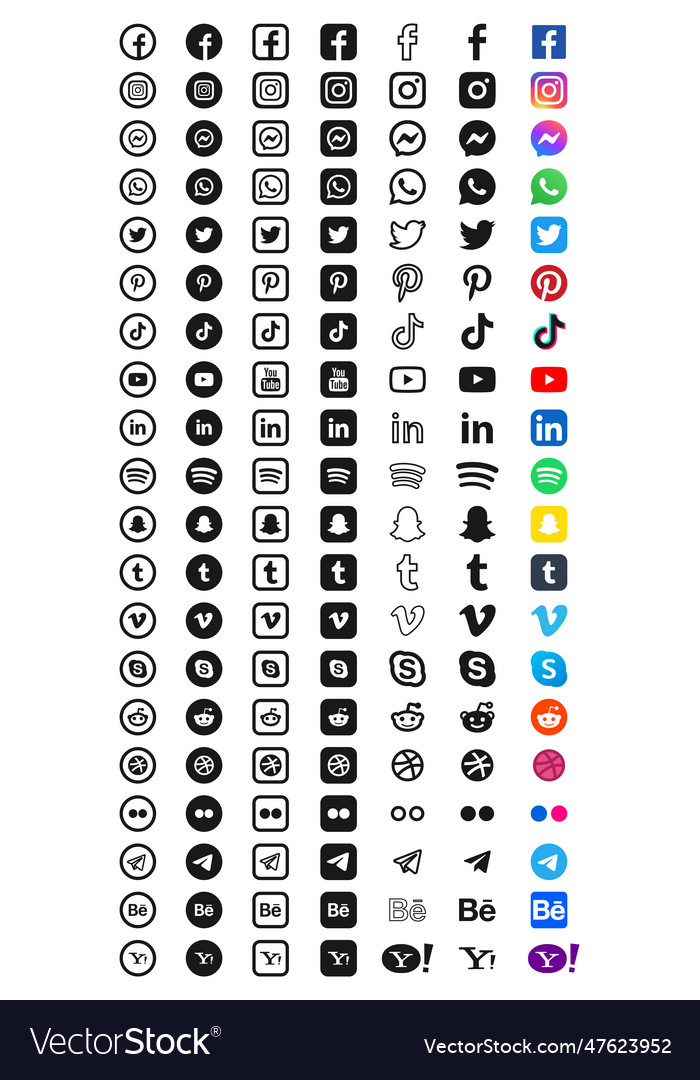 Social Media Icon Set Of Web Applications Vector Image