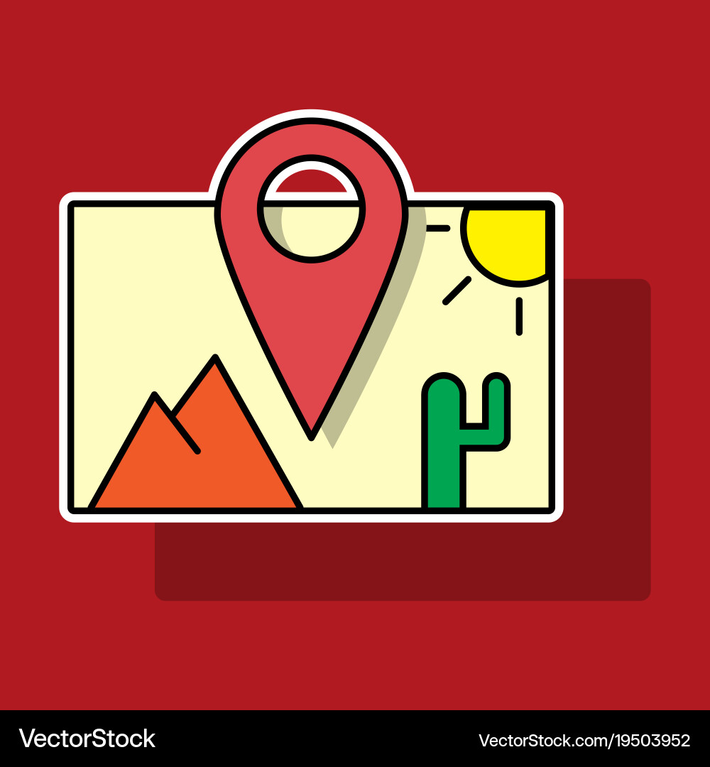 Sticker travel pin location on a global map flat Vector Image
