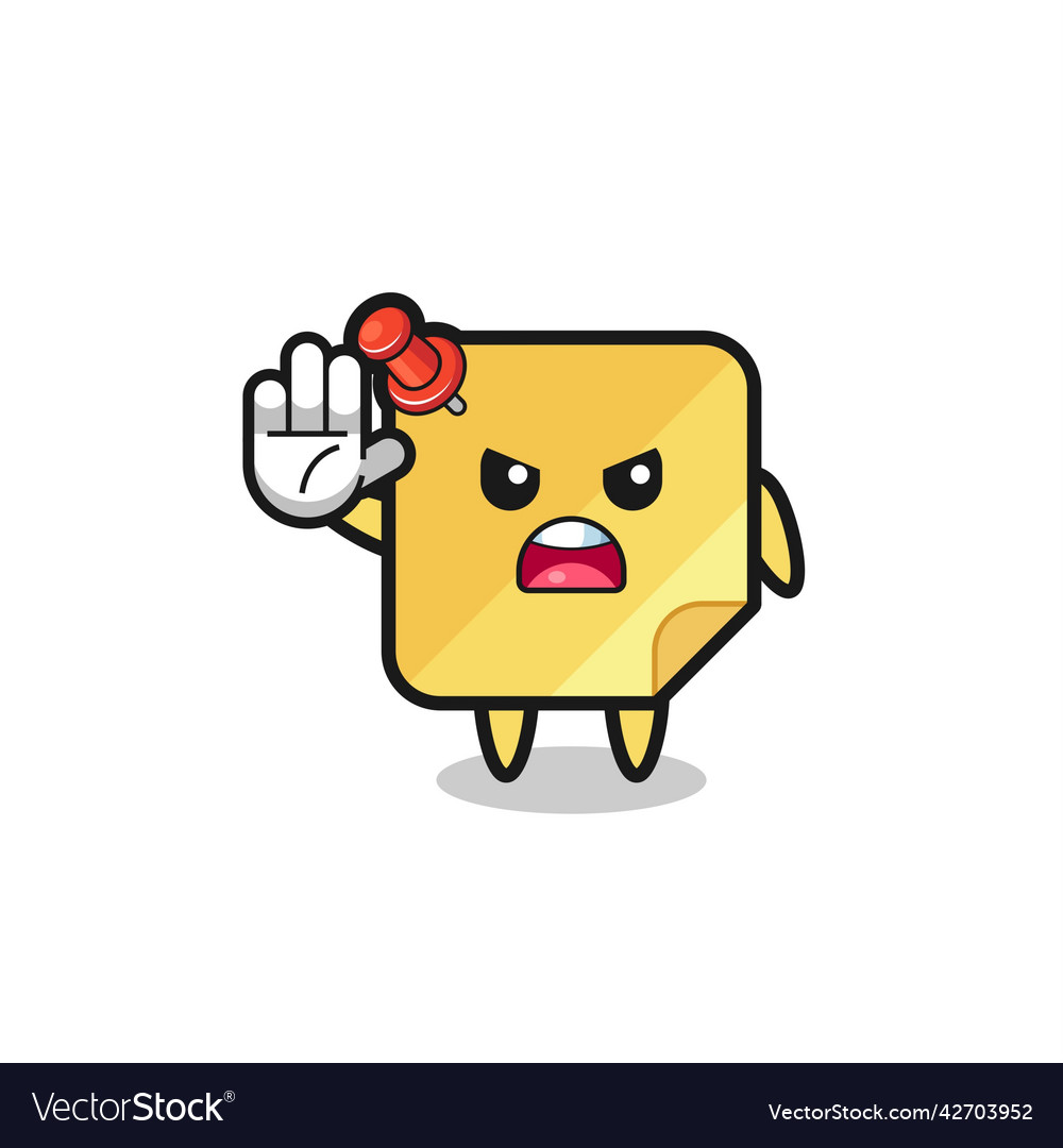 Sticky notes character doing stop gesture Vector Image