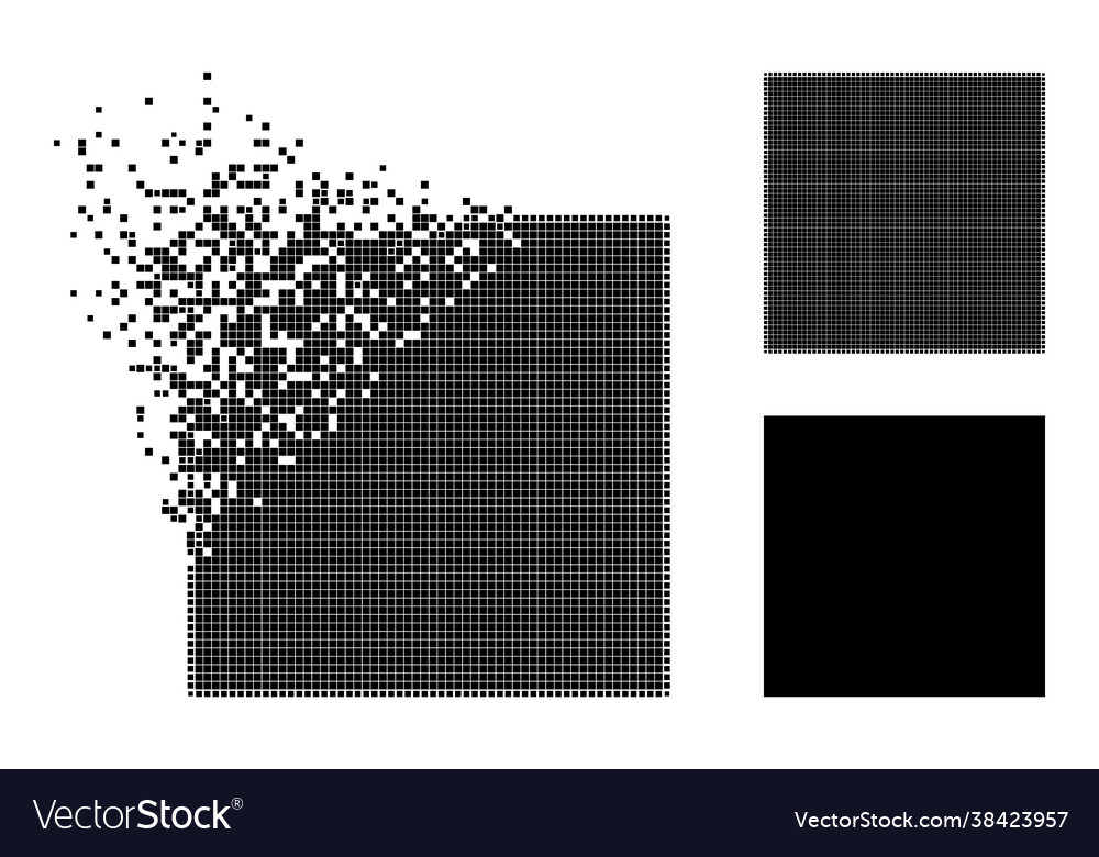 Damaged pixel square icon with halftone version Vector Image