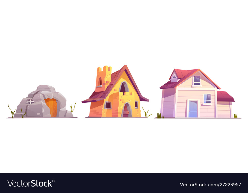 Evolution house architecture housing progress set Vector Image