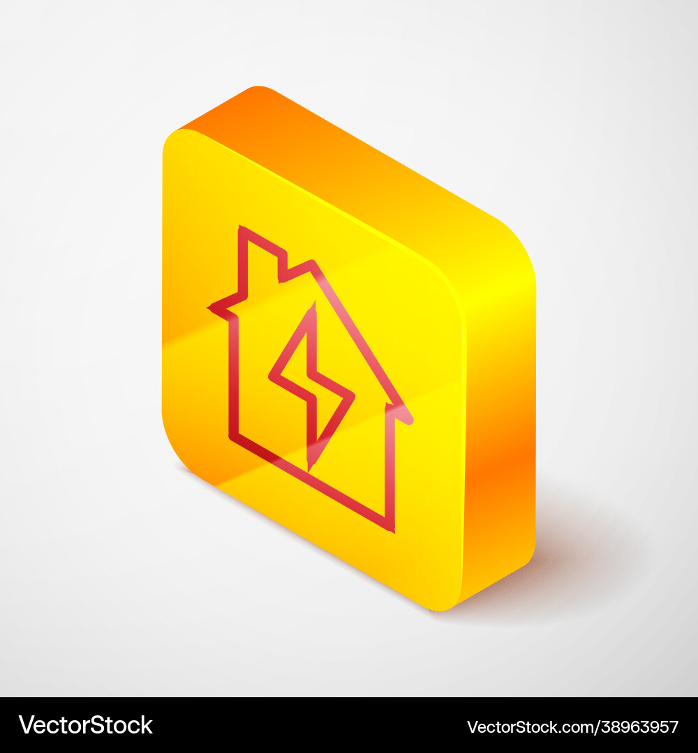 Isometric line house and lightning icon isolated Vector Image
