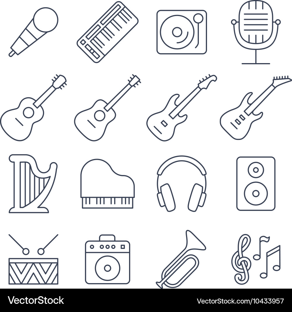 Music line icons set Royalty Free Vector Image