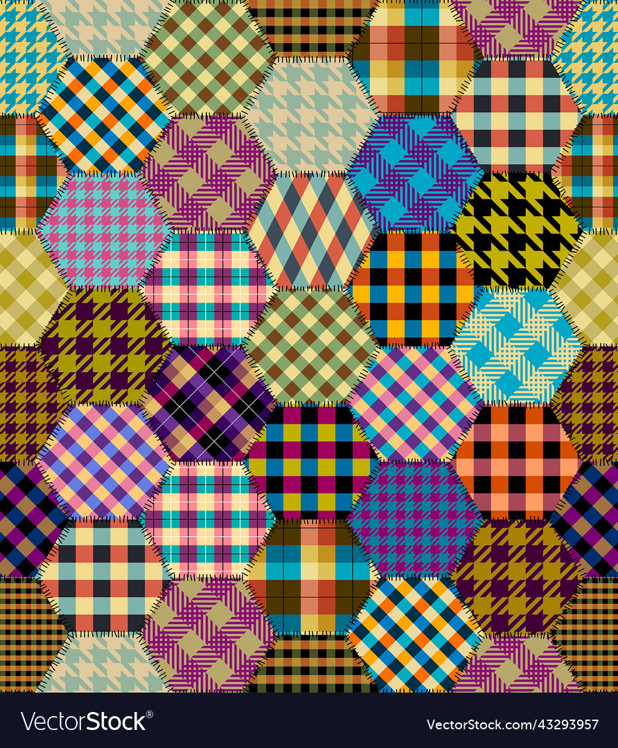 Patchwork textile pattern seamless quilting Vector Image