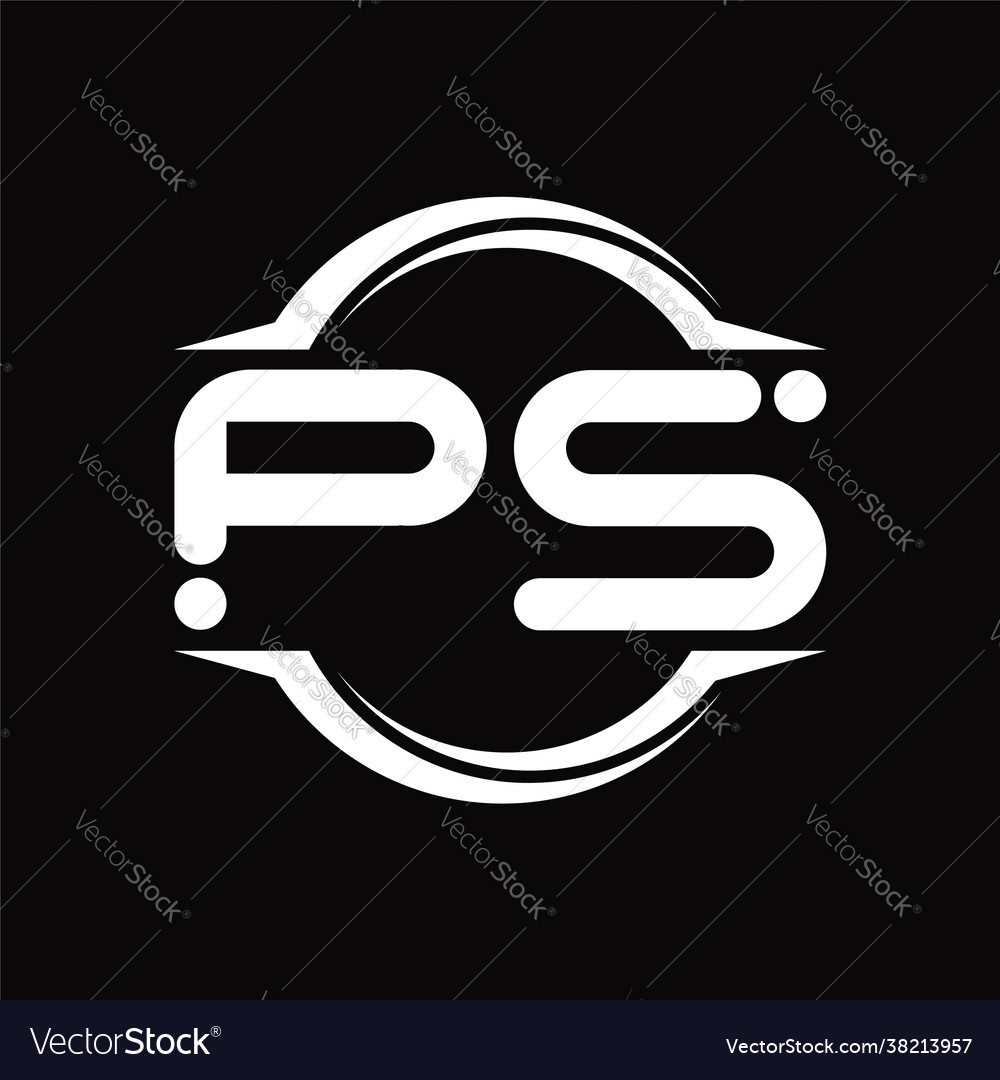 Ps logo monogram with circle rounded slice shape Vector Image