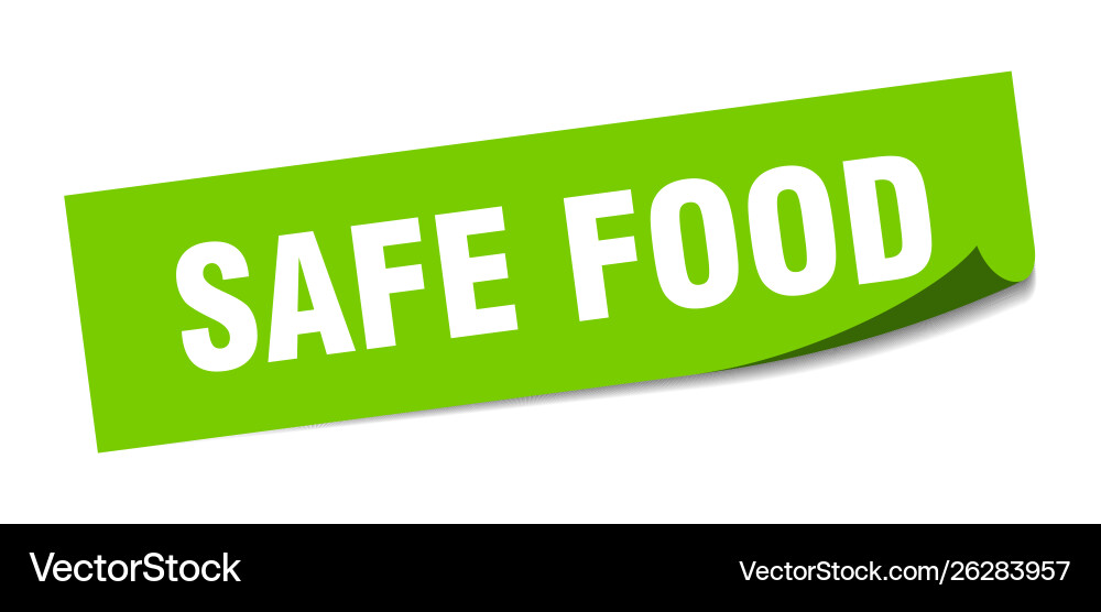 Safe food sticker square isolated sign Royalty Free Vector