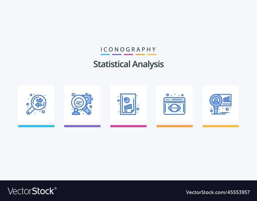 Statistical analysis blue 5 icon pack including Vector Image