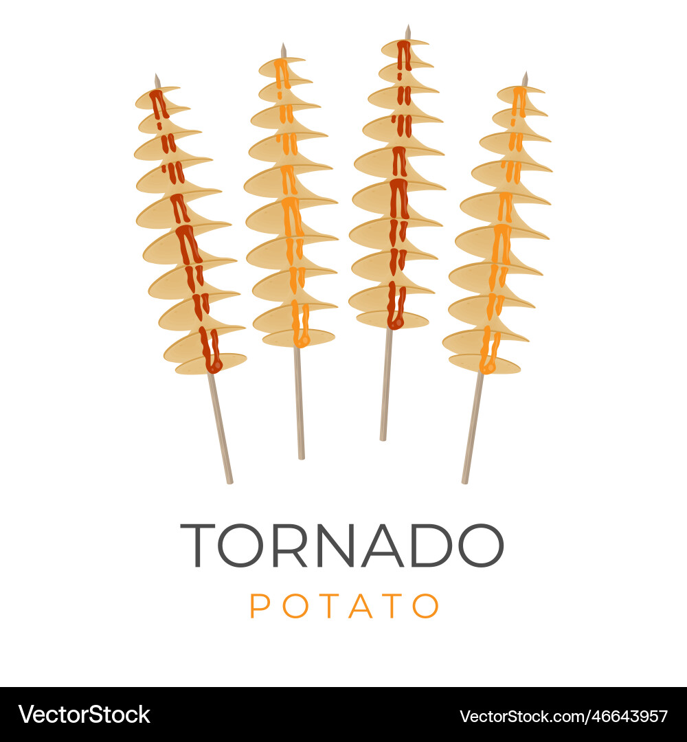 Tornado potatoes or spiral potatoes Royalty Free Vector