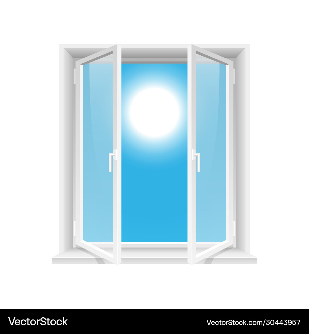 Transparent windows and sunny sky Royalty Free Vector Image