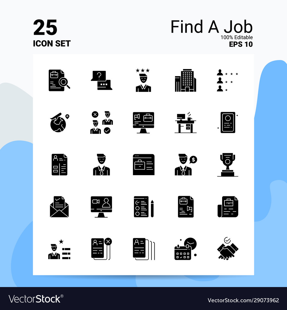 25 find a job icon set 100 editable eps 10 files Vector Image