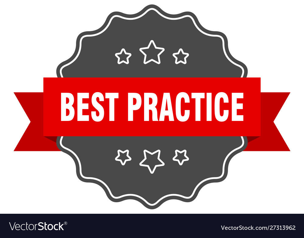 Best practice red label isolated Royalty Free Vector Image