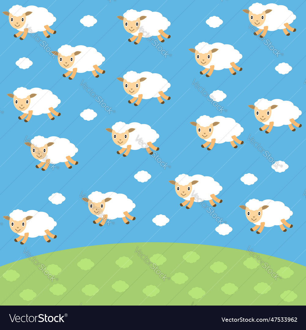 Cute flying white sheep in shape clouds Royalty Free Vector