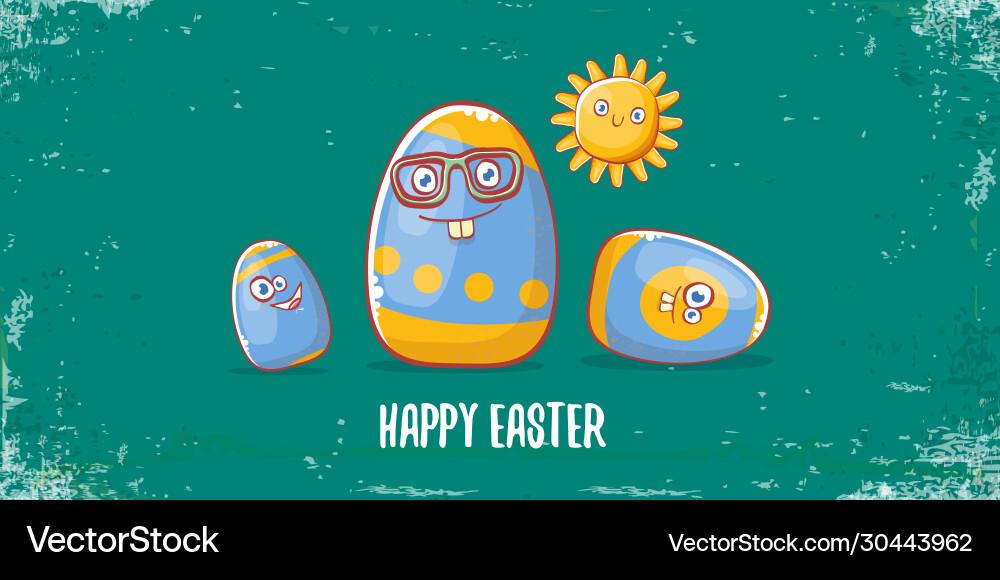 Happy easter cartoon horizontal banner with color Vector Image