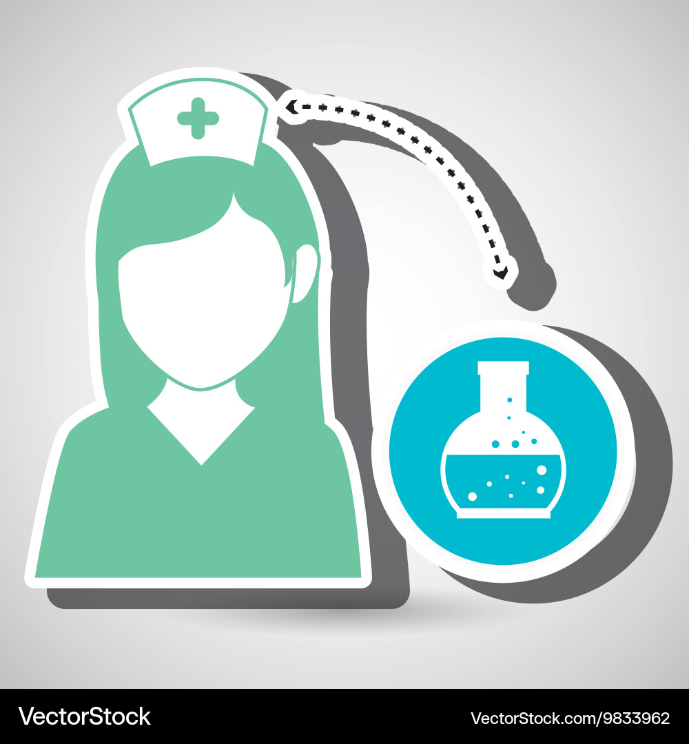 Nurse and lab tube isolated icon design Royalty Free Vector