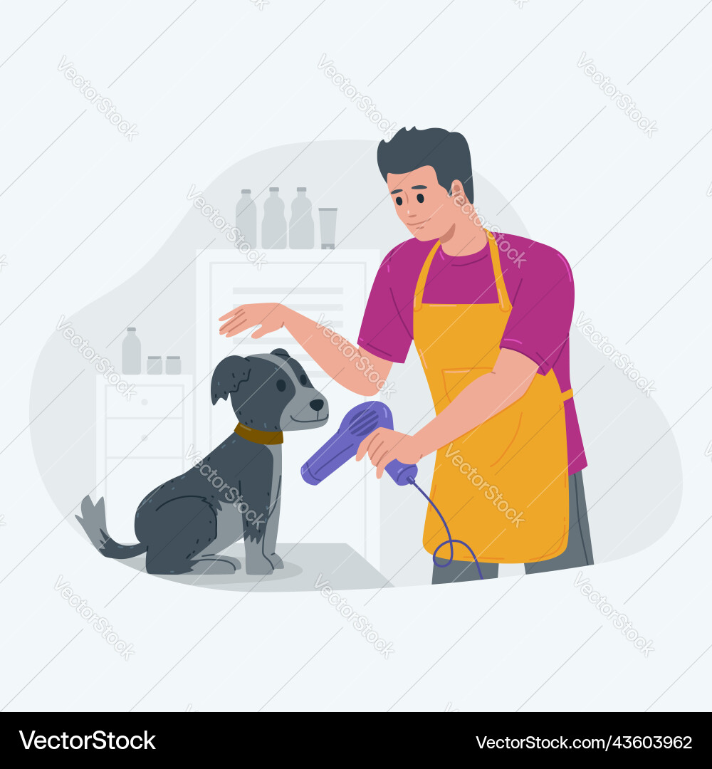 Pet groomer man character concept Royalty Free Vector Image