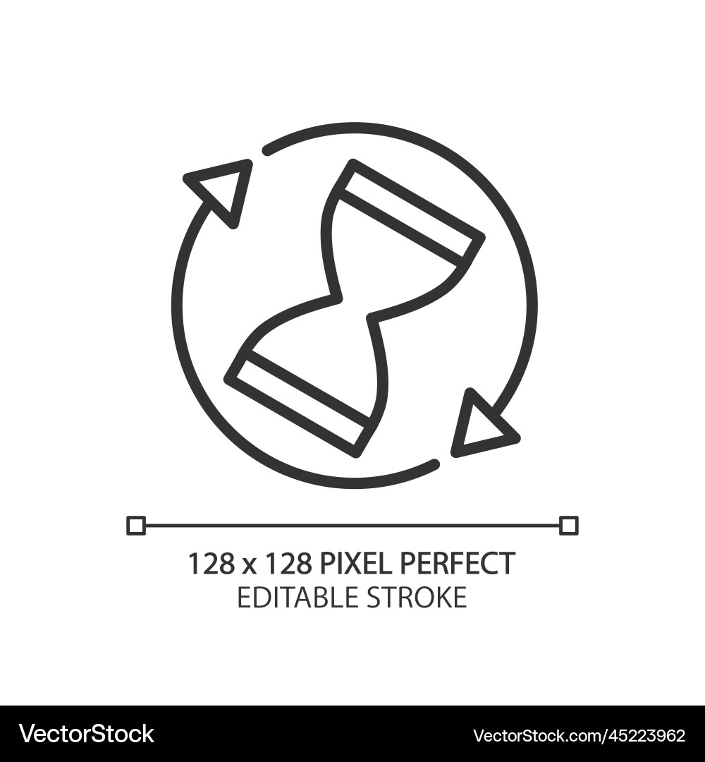 Rotating sand clock pixel perfect linear icon Vector Image