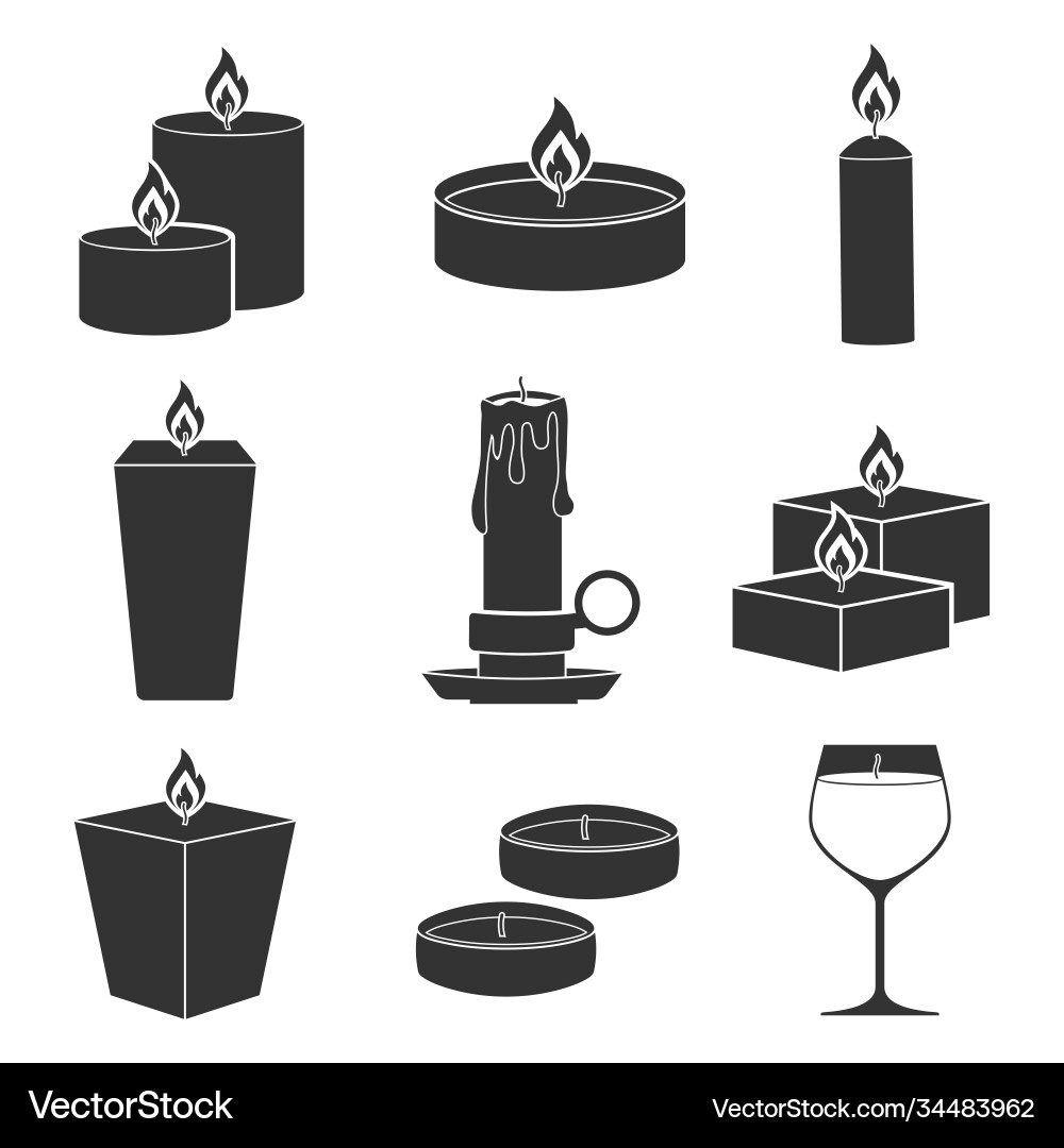 Set candles icons isolated on white background Vector Image