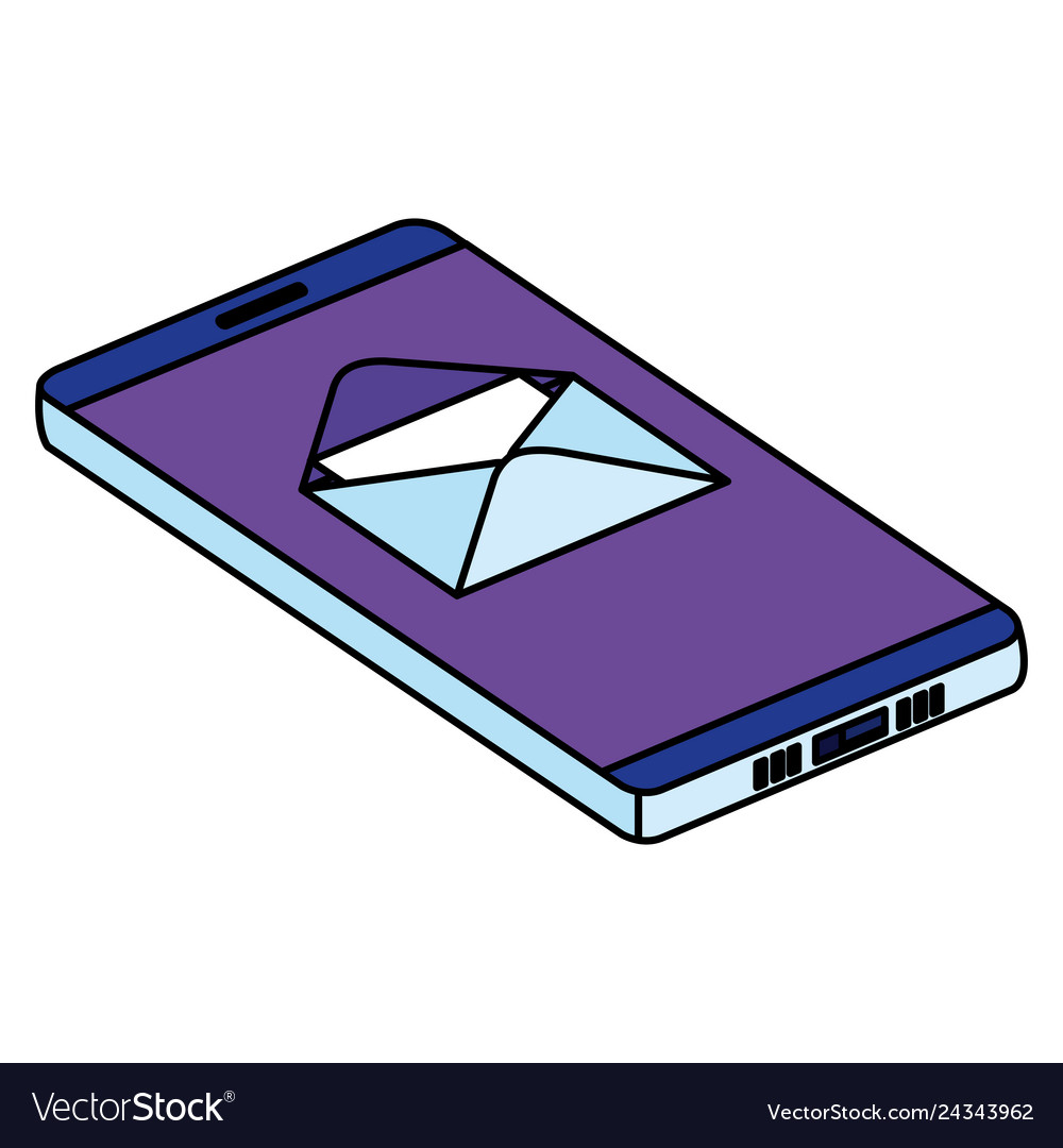 Smartphone device with envelope Royalty Free Vector Image