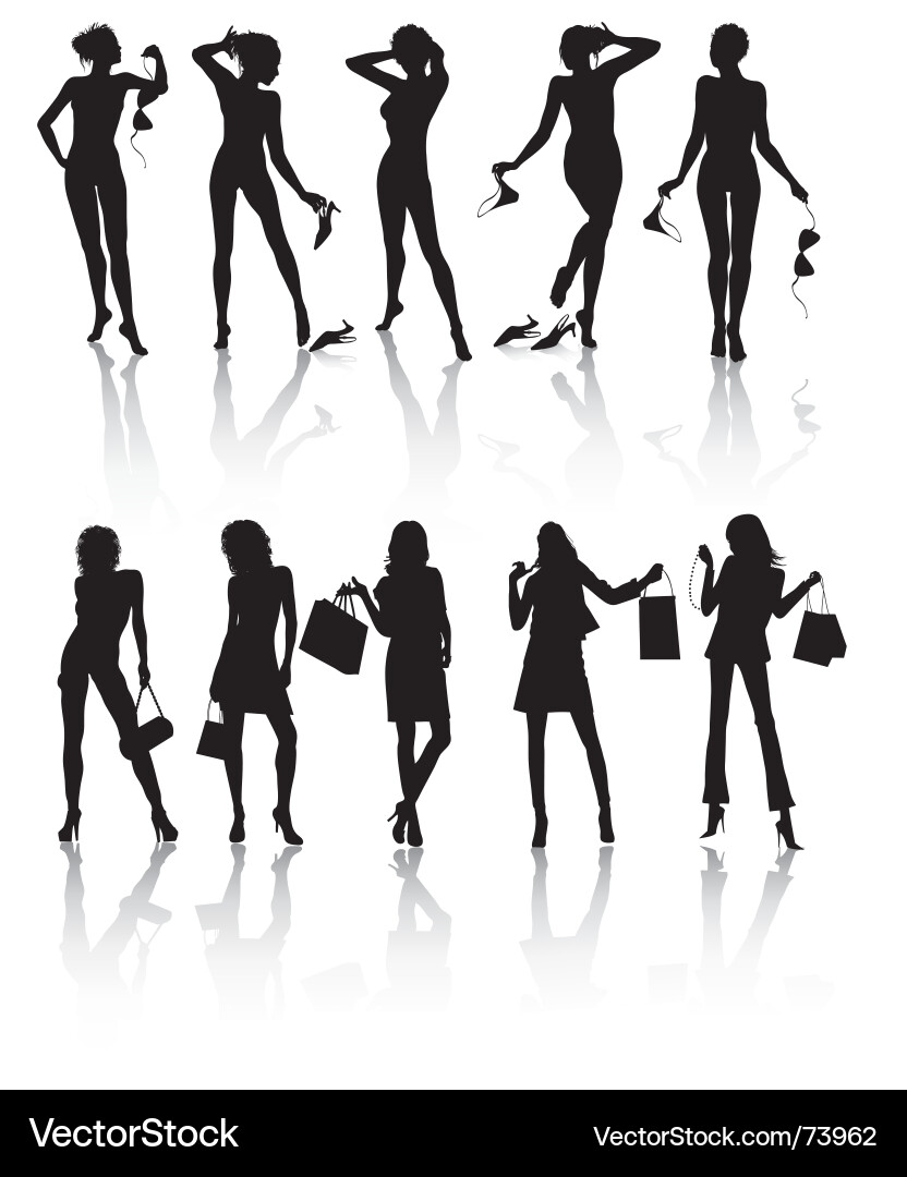 Ten isolated beautiful woman Royalty Free Vector Image