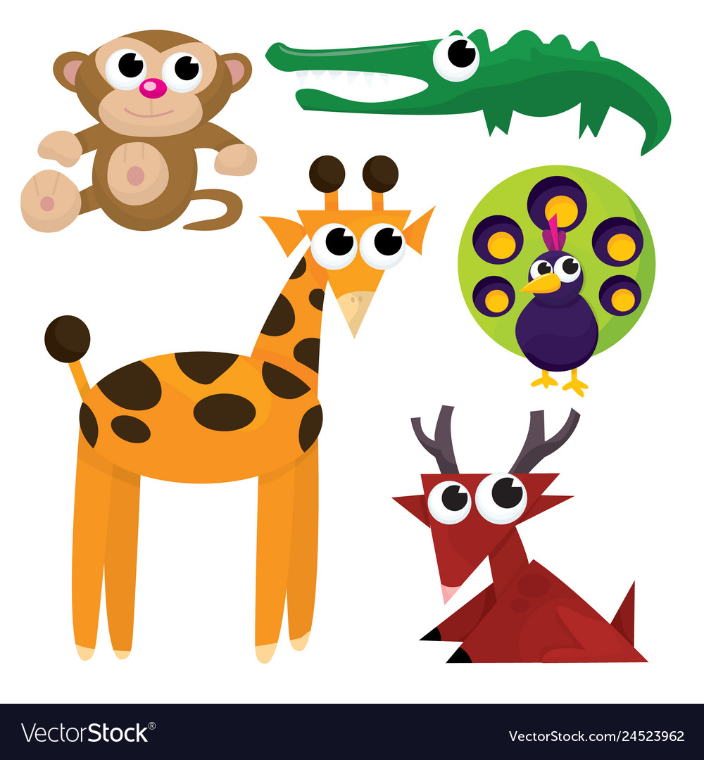 Wild animals set Royalty Free Vector Image - VectorStock