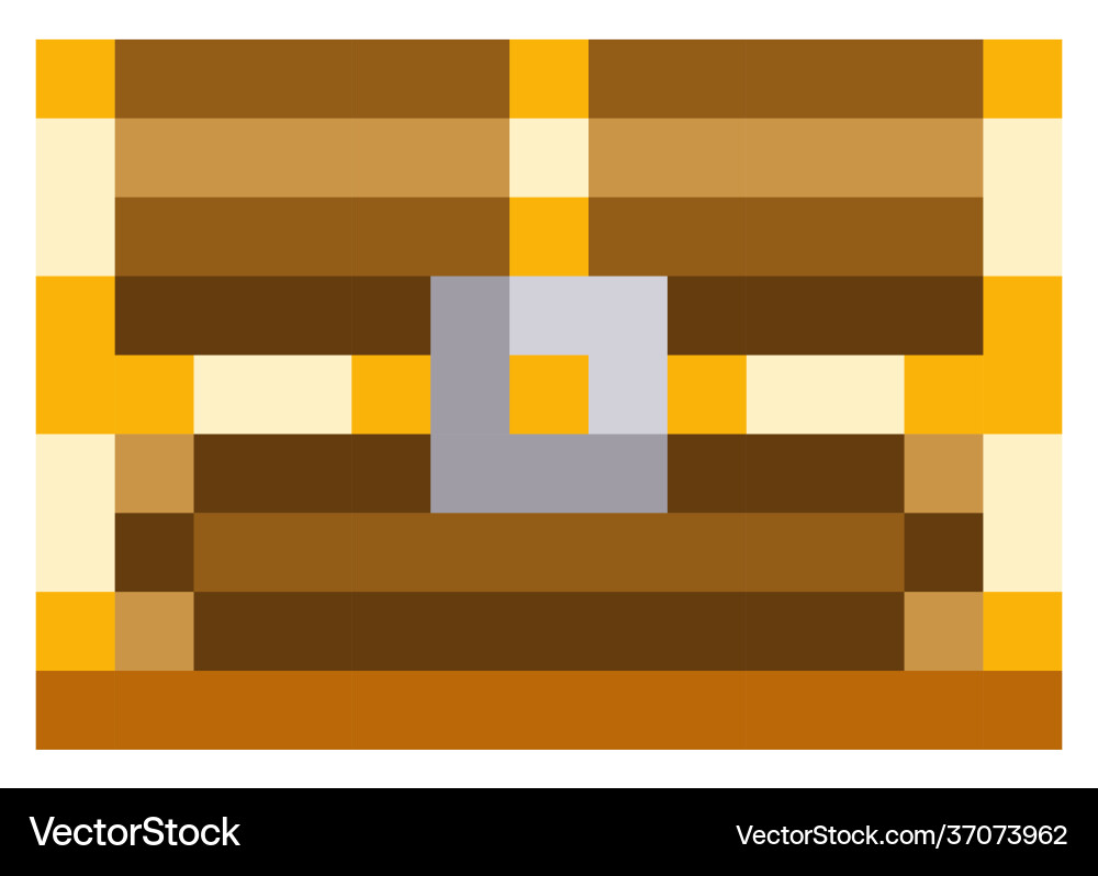 Wooden closed chest for pixel-game design pixel Vector Image