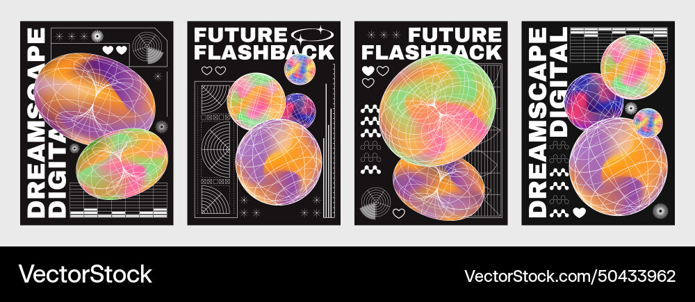 Y2k retro style poster and cover design template Vector Image