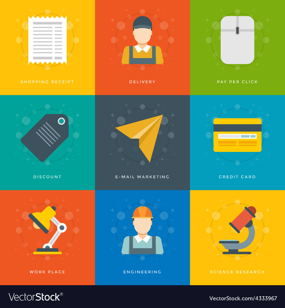 Flat design icons Royalty Free Vector Image - VectorStock