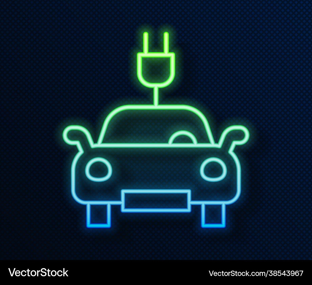 Glowing neon line electric car and electrical Vector Image