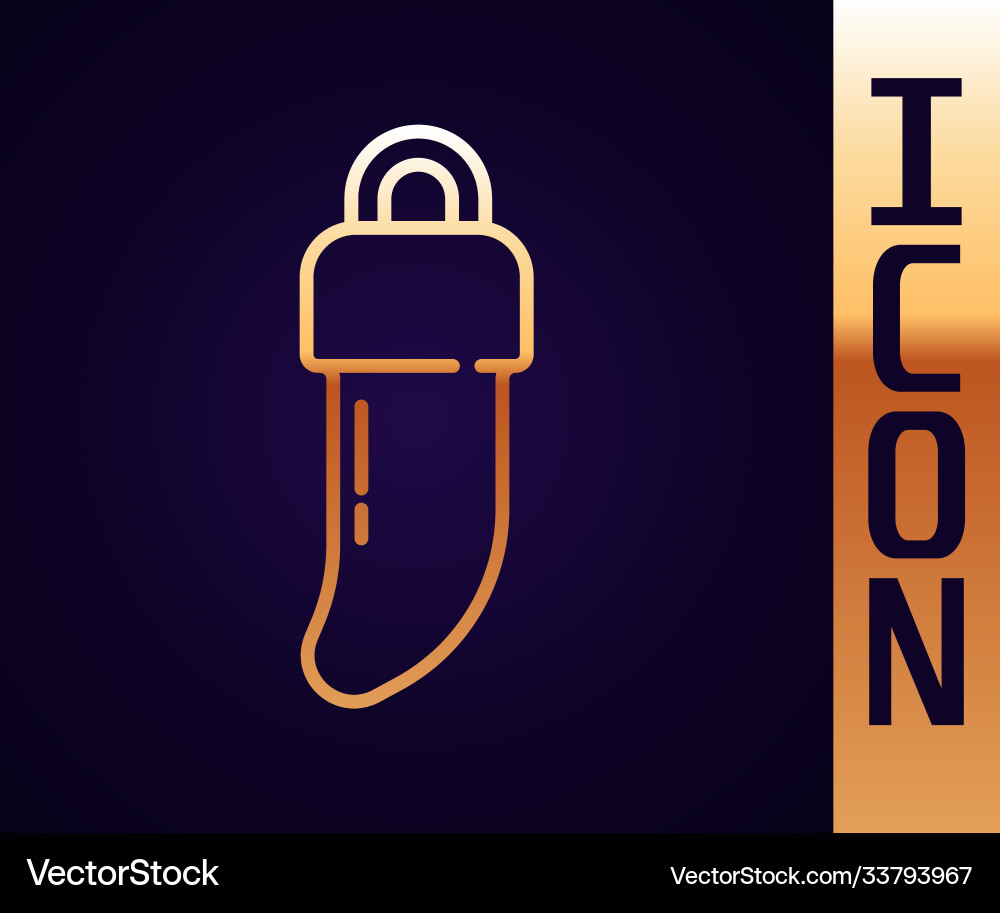 Gold line native american indian tooth icon Vector Image