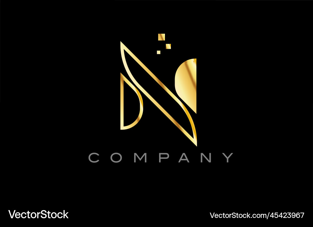 Gold n alphabet letter logo icon creative design Vector Image