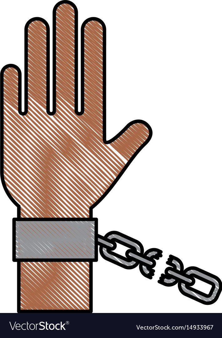 Hand human with chains Royalty Free Vector Image