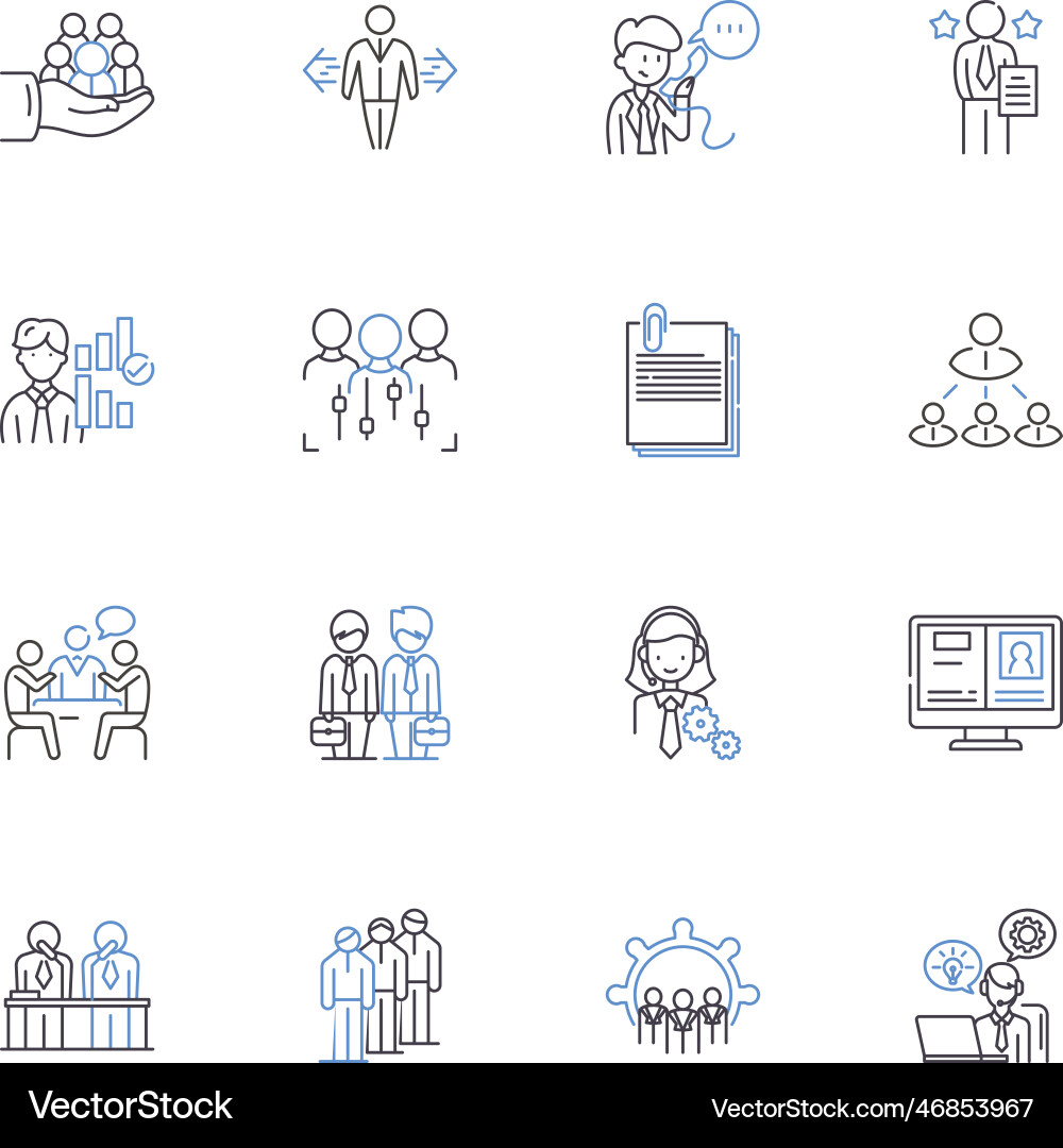 Headquarters line icons collection corporate Vector Image