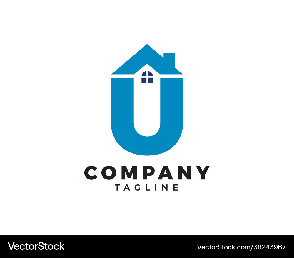 Initial letter u roof house logo design template Vector Image