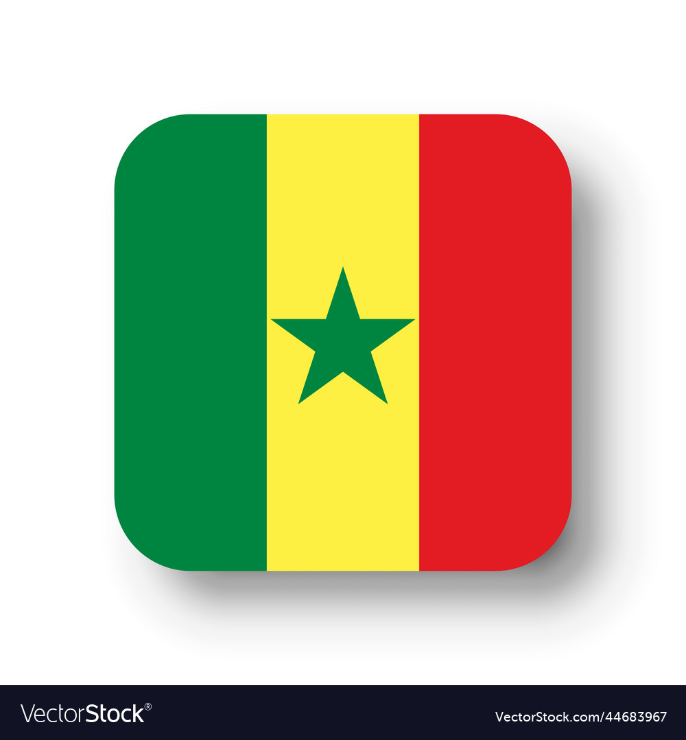 Rounded square flag of senegal Royalty Free Vector Image