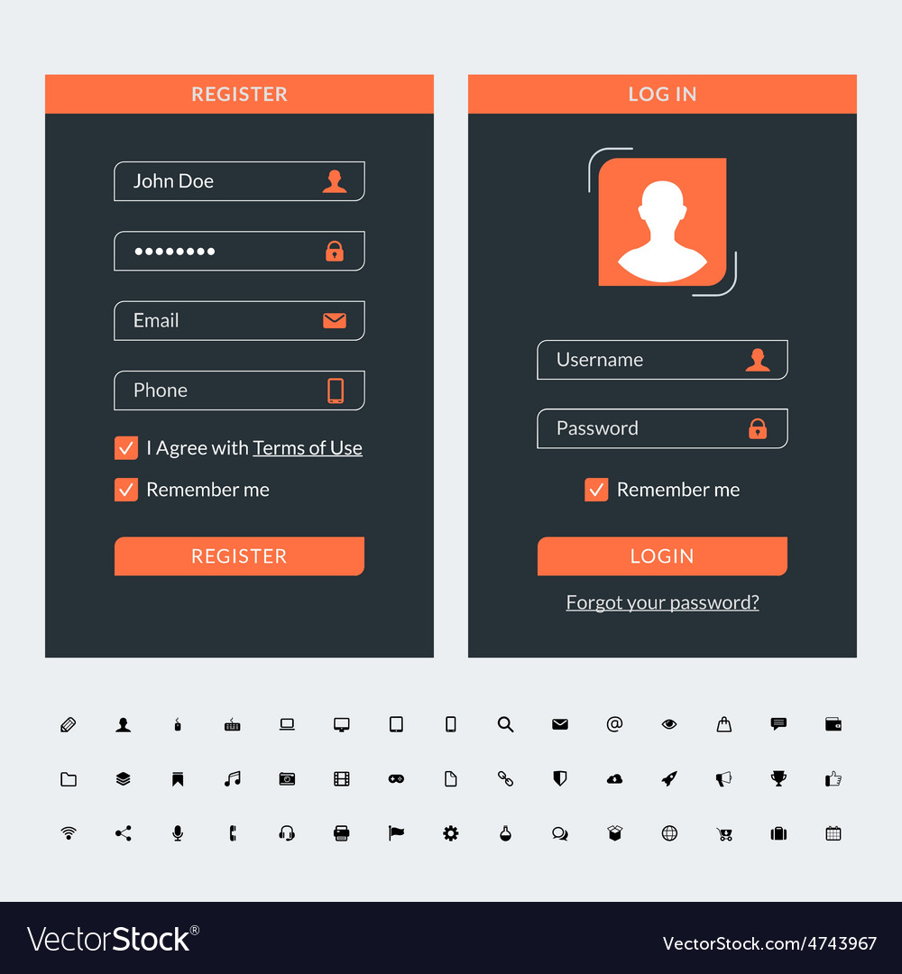 Set of flat design ui elements for website Vector Image